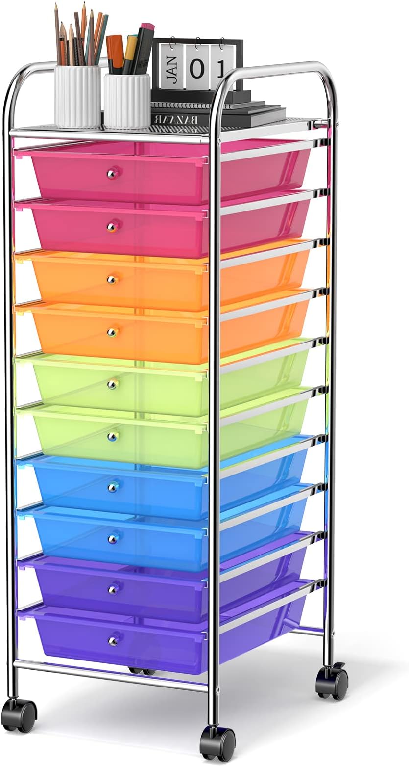Amazon.com : Giantex 10-Drawer Storage Cart w/Universal Wheel, Rolling ...
