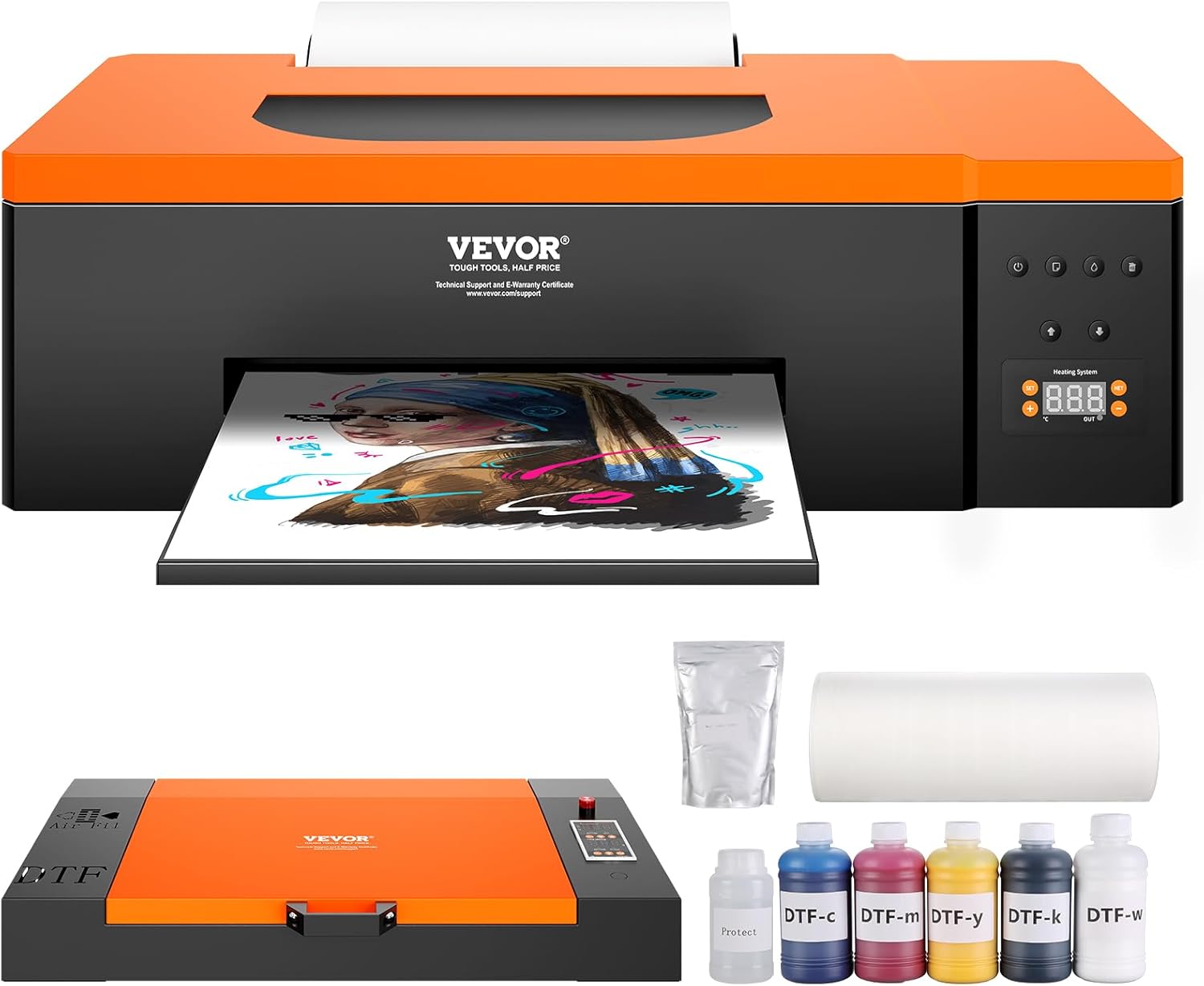 Amazon.com: VEVOR DTF Printer A3 L1800 Transfer Printer with Roll ...