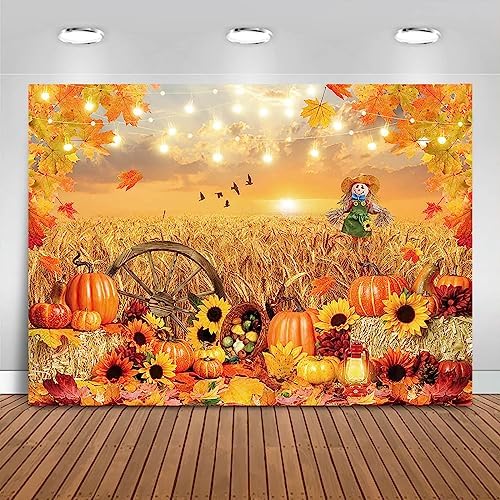 Amazon.com : Fitumiw Fall Backdrop 7x5ft Autumn Pumpkin Maple Leaves ...