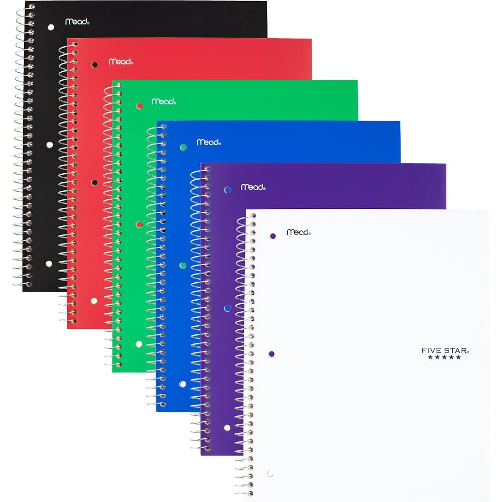 Buy Five Star Spiral Notebooks, 6 Pack, 1-Subject, Wide Ruled Paper, 10 ...