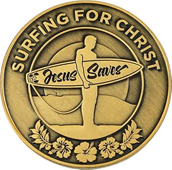Amazon.com: Surfing for Christ, Jesus Saves, Surfers Challenge Coin ...