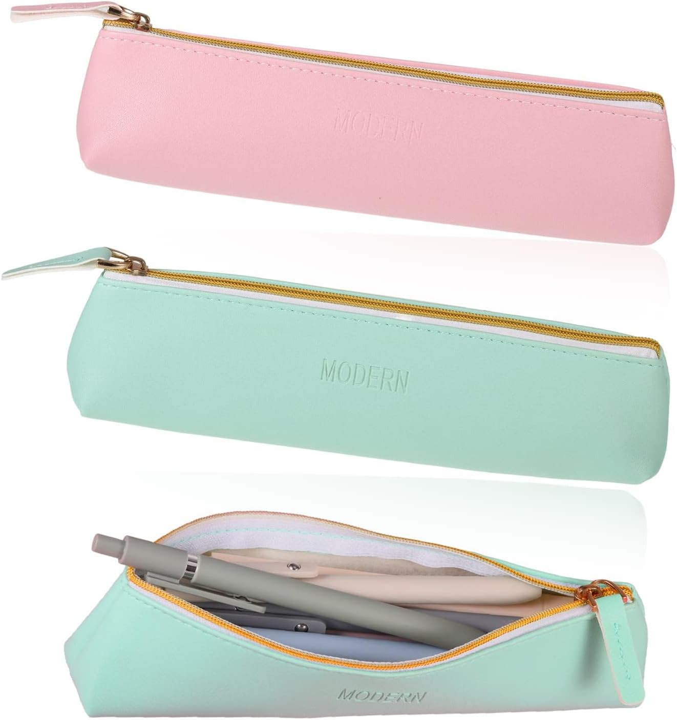 Guangcailun 2 Colors Leather Small Pencil Case Slim Pencil Cases Pencil ...