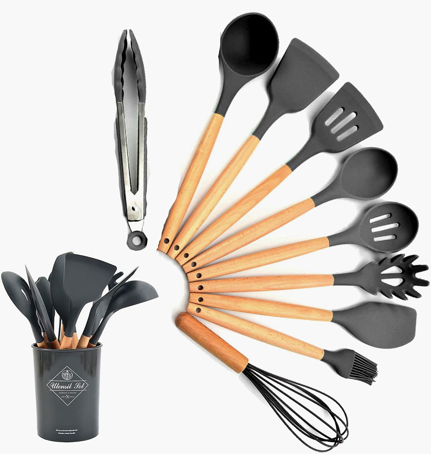 Buy Alciono Silicone Kitchen Tool Set Cooking | Heat-Resistant Non ...