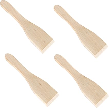 Kosmosta 4 Pack Wooden Raclette Spatulas, Natural Raw Wood Mini ...
