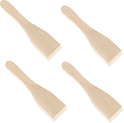 Kosmosta 4 Pack Wooden Raclette Spatulas, Natural Raw Wood Mini ...