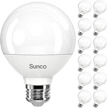 Sunco 12 Pack G25 LED Light Bulbs, Globe Vanity Lights for Bathroom ...