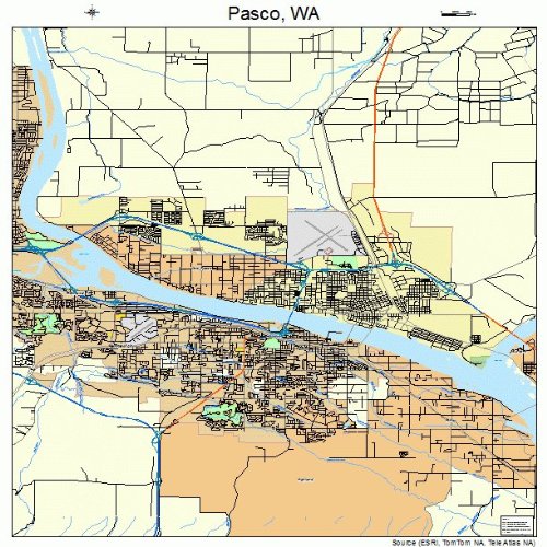 Large Street & Road Map of Pasco, Washington WA - Printed poster size ...