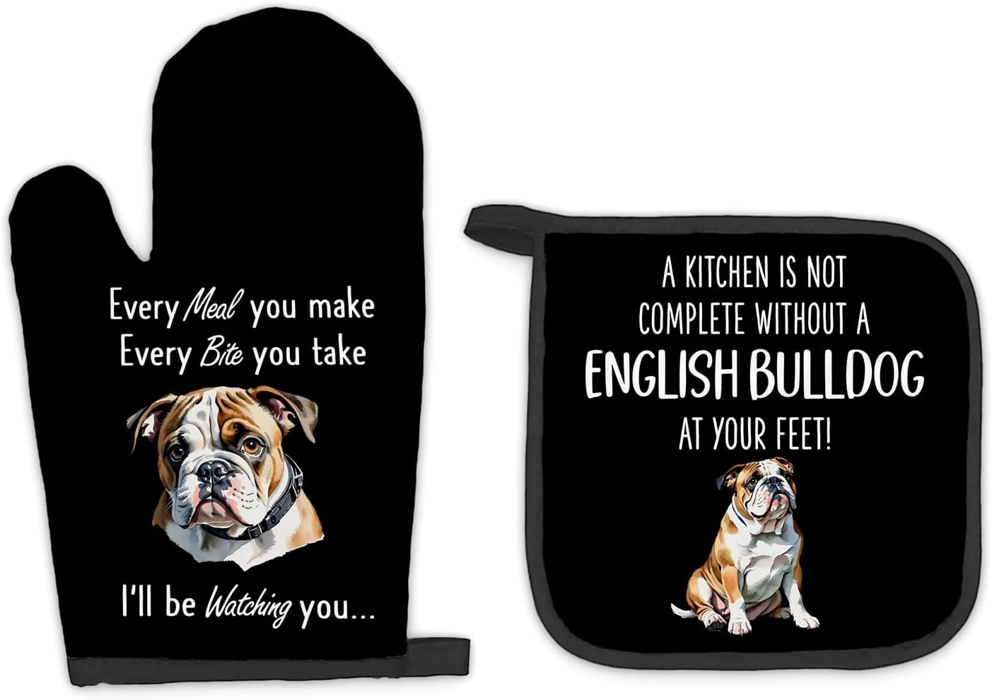 Amazon.com: FIicy English Bulldog Gifts Dog Oven Mitts and Pot Holders ...
