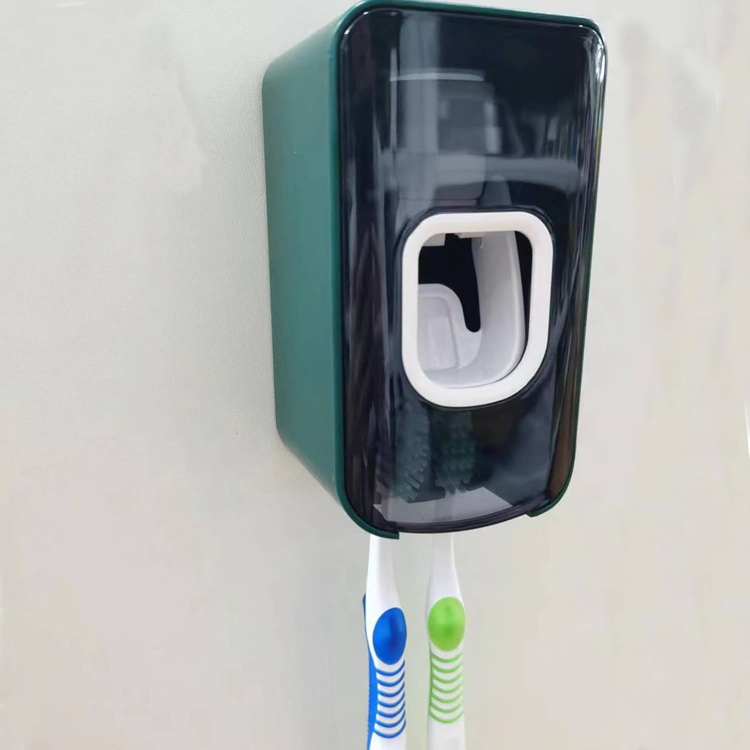 Amazon.com: 2 Slot Toothbrush Holder and Toothpaste Dispenser Wall Mounted, Automatic Toothpaste ...