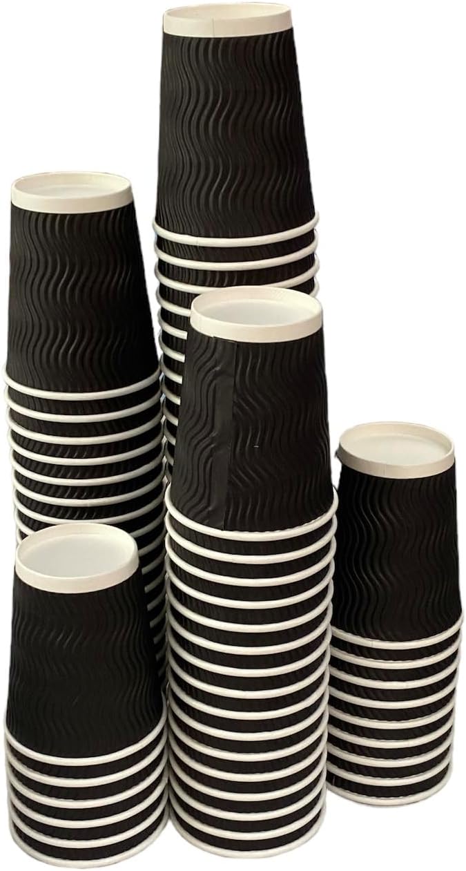 NovatoStar Kraft Paper Cups 500 Ripple Cups - 3 Ply Insulated Paper ...