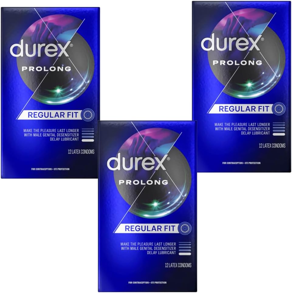 Amazon.com: Durex Prolong Condoms, Ultra Fine, Ribbed, Dotted with ...