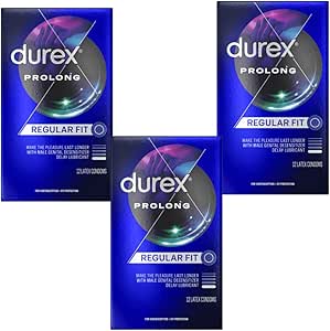 Durex Prolong Condoms, Ultra Fine, Ribbed, Dotted with Delay Lubricant ...