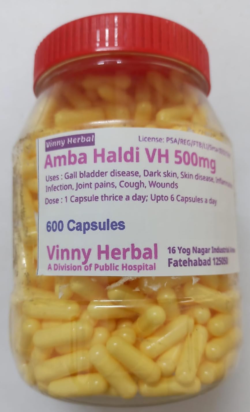 Amazon.com: Amba Haldi DH Herbal Supplement Capsules 600 Caps Jar ...