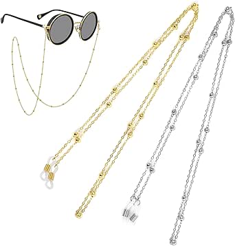 Hanyousheng 2 Pcs Glasses Chain, Beaded Sunglasses Chain, Eyeglasses ...