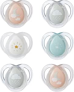 Tommee Tippee Night Time Glow in the Dark Pacifiers, Symmetrical Design ...