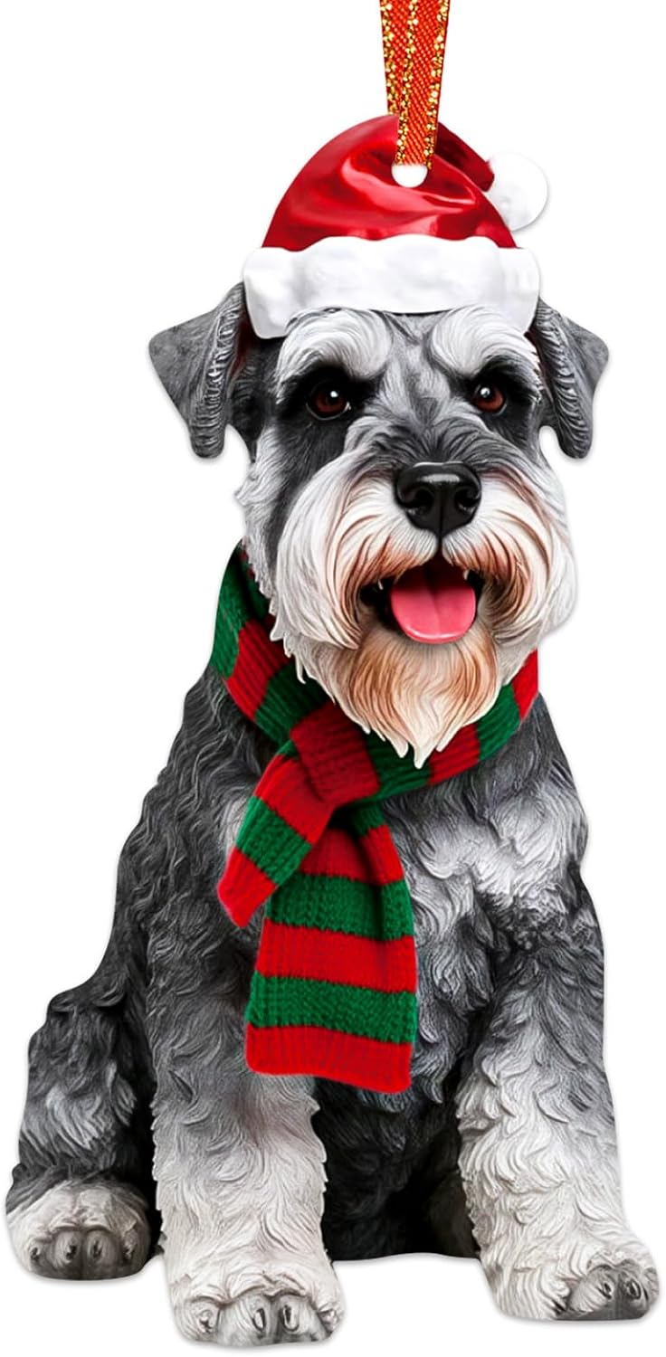 Amazon.com: HEYINSHEN Schnauzer Christmas Ornaments Schnauzers Ornament ...