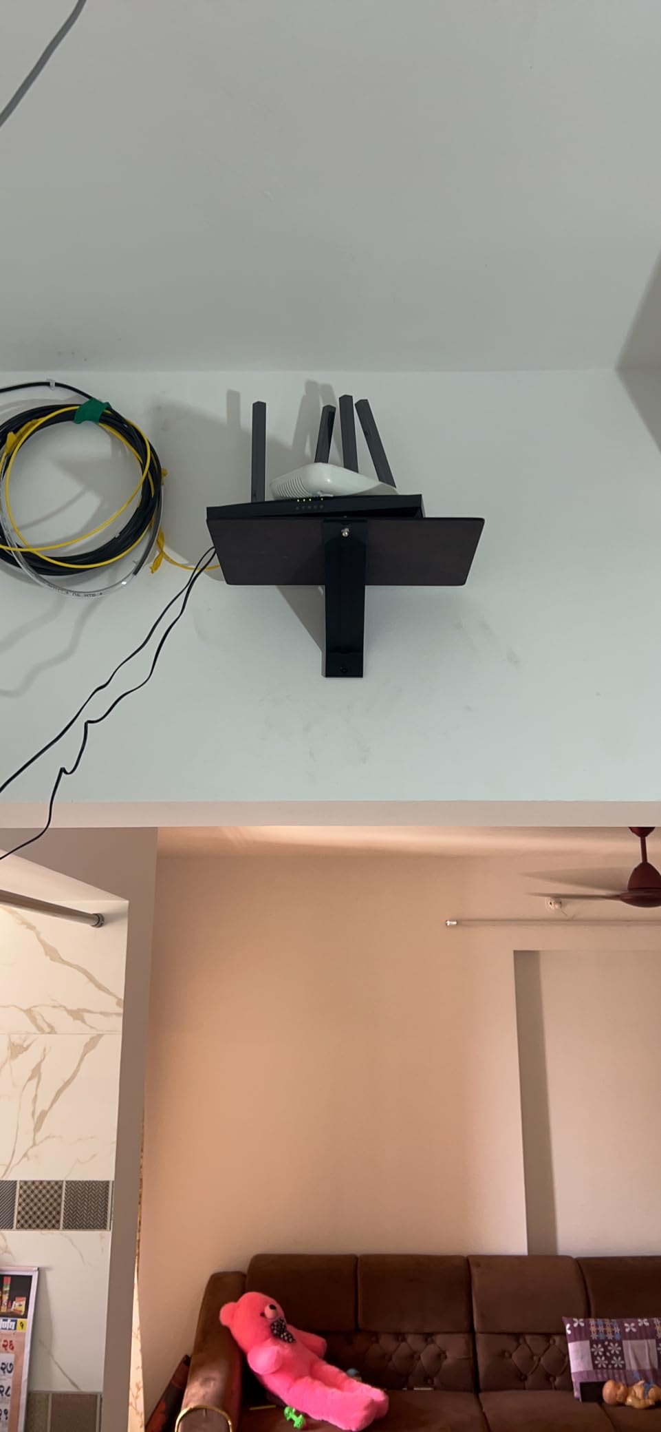 Buy makerV Engineered Wood Stick-On Set Top Box Stand, Wifi Router ...