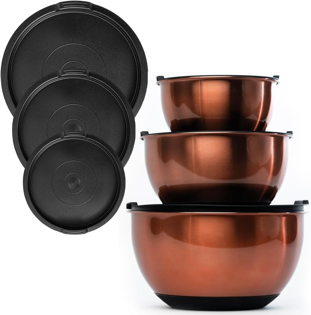 Amazon.com: Samma Copper Mixing Bowls- Mixing Bowl Set with Stainless ...