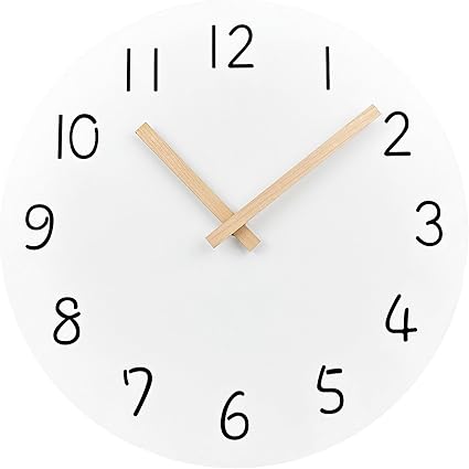 Amazon.com: Plumeet 12'' Wooden Wall Clock Frameless Clocks with Silent ...
