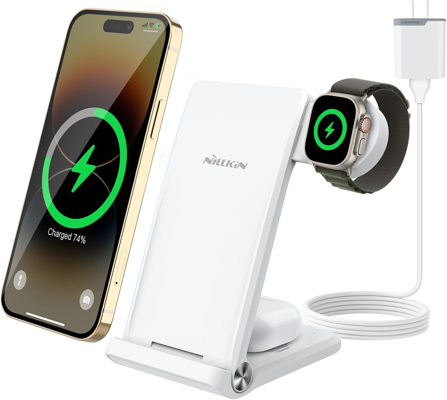 Amazon.com: Magnetic Wireless Charger for iPhone, 2 in 1 Fast Charging ...