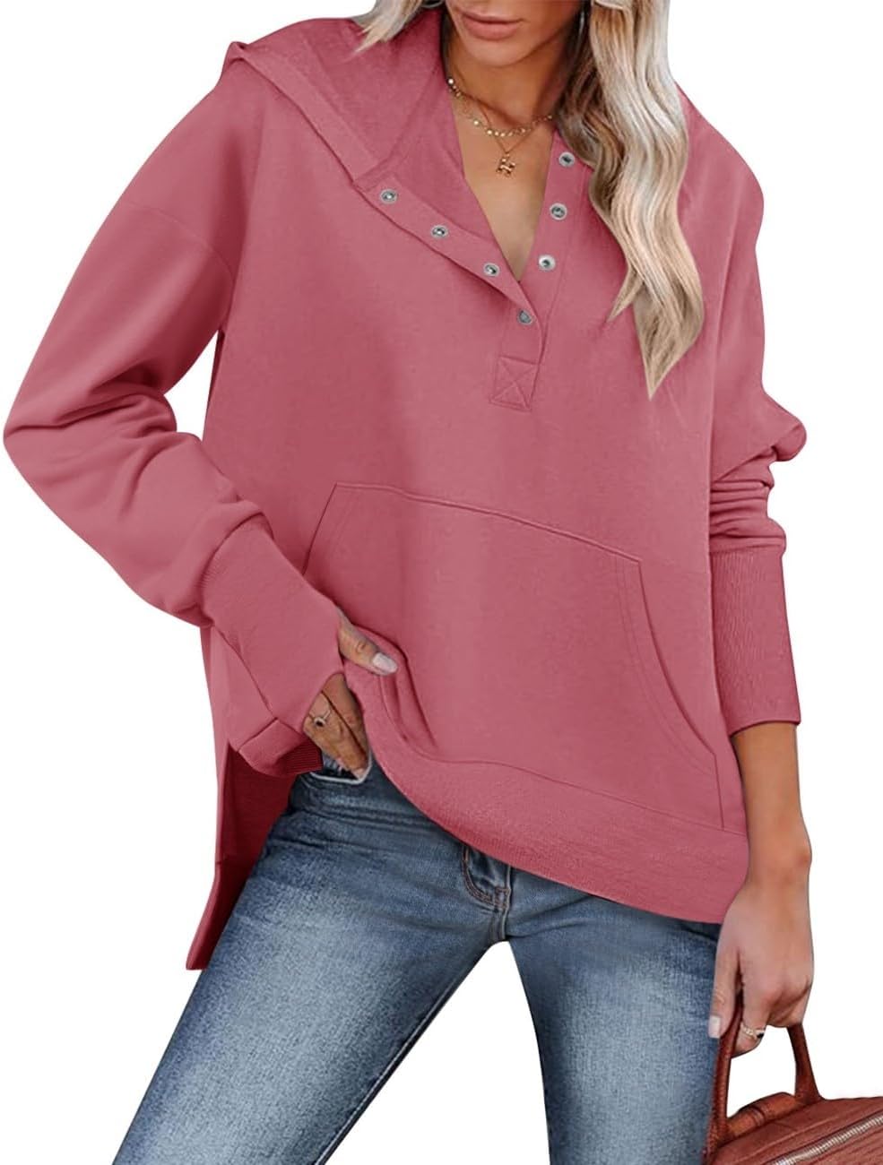 Micoson Women's Plus Size Sweatshirts Thumb Holes Trendy Pullover ...