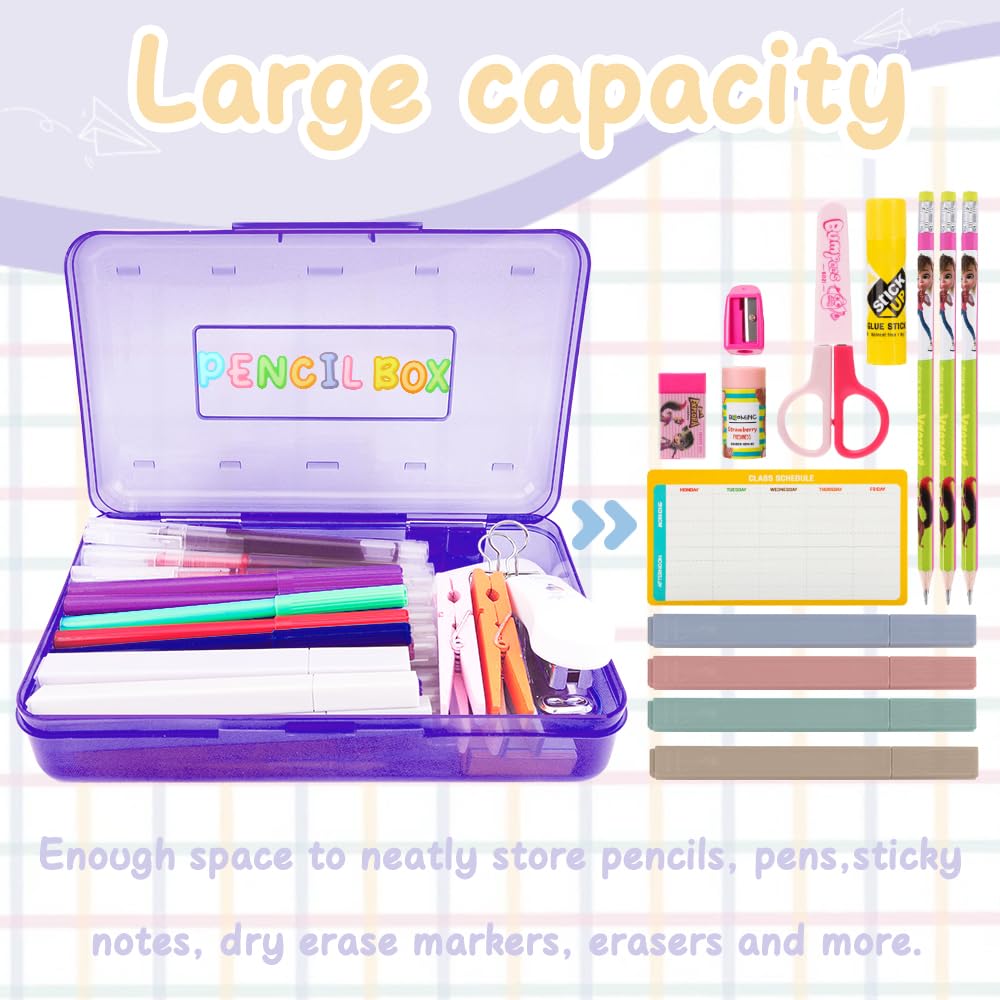 Snapklik.com : Purple Hard Pencil Case Plastic Clear Pencil Box Crayon ...