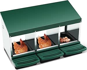 Therwen 3 Hole Metal Chicken Nesting Boxes, Roll Out Chicken Egg Laying ...