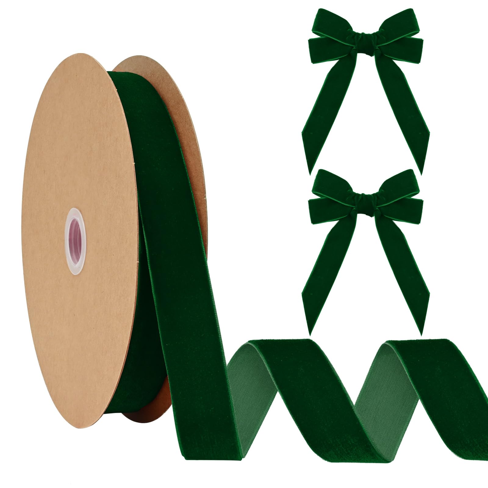 Amazon.com: BVIEAKD Dark Green Velvet Ribbon 1 inch Velvet Ribbon for ...