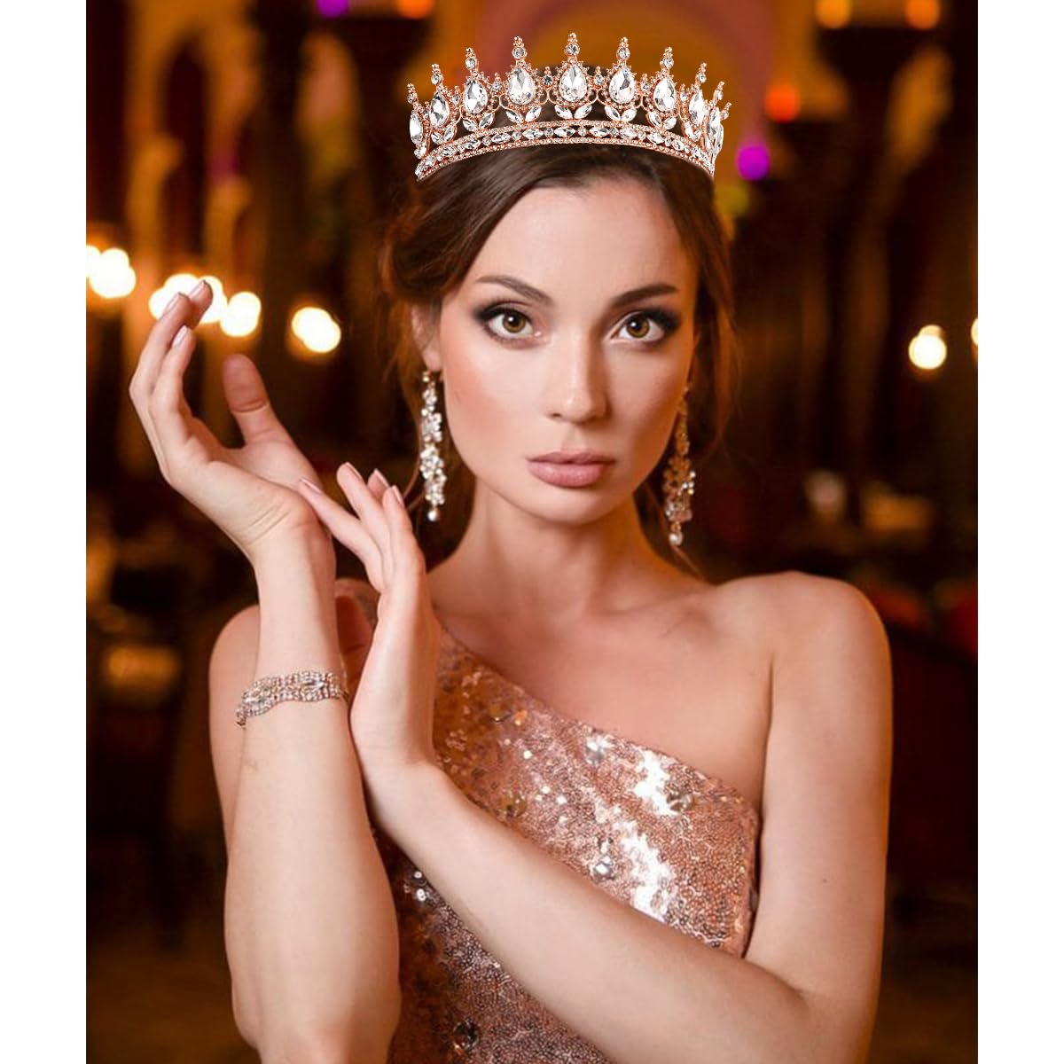 Snapklik.com : Rose Gold Tiaras And Crowns For Women, Corona Para 15 ...