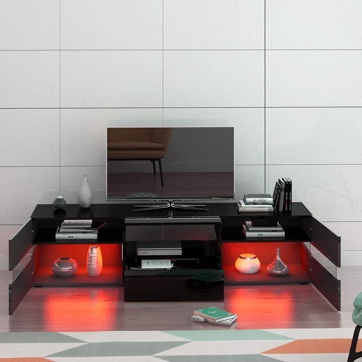 Panana 69inch TV Stand Television Stands TV Console Unit 2 Doors Two ...