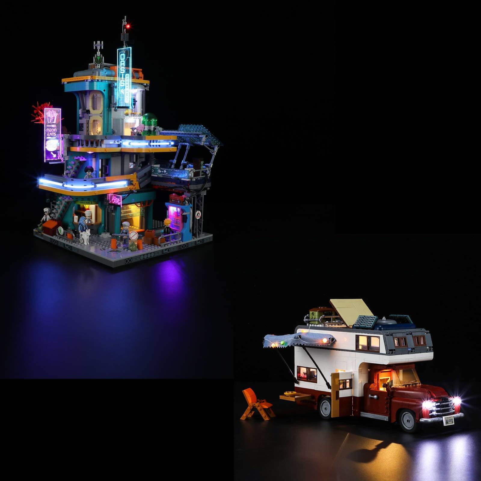 Amazon.com: FUNWHOLE Cyberpunk Mansion Lighting Building-Bricks Set ...
