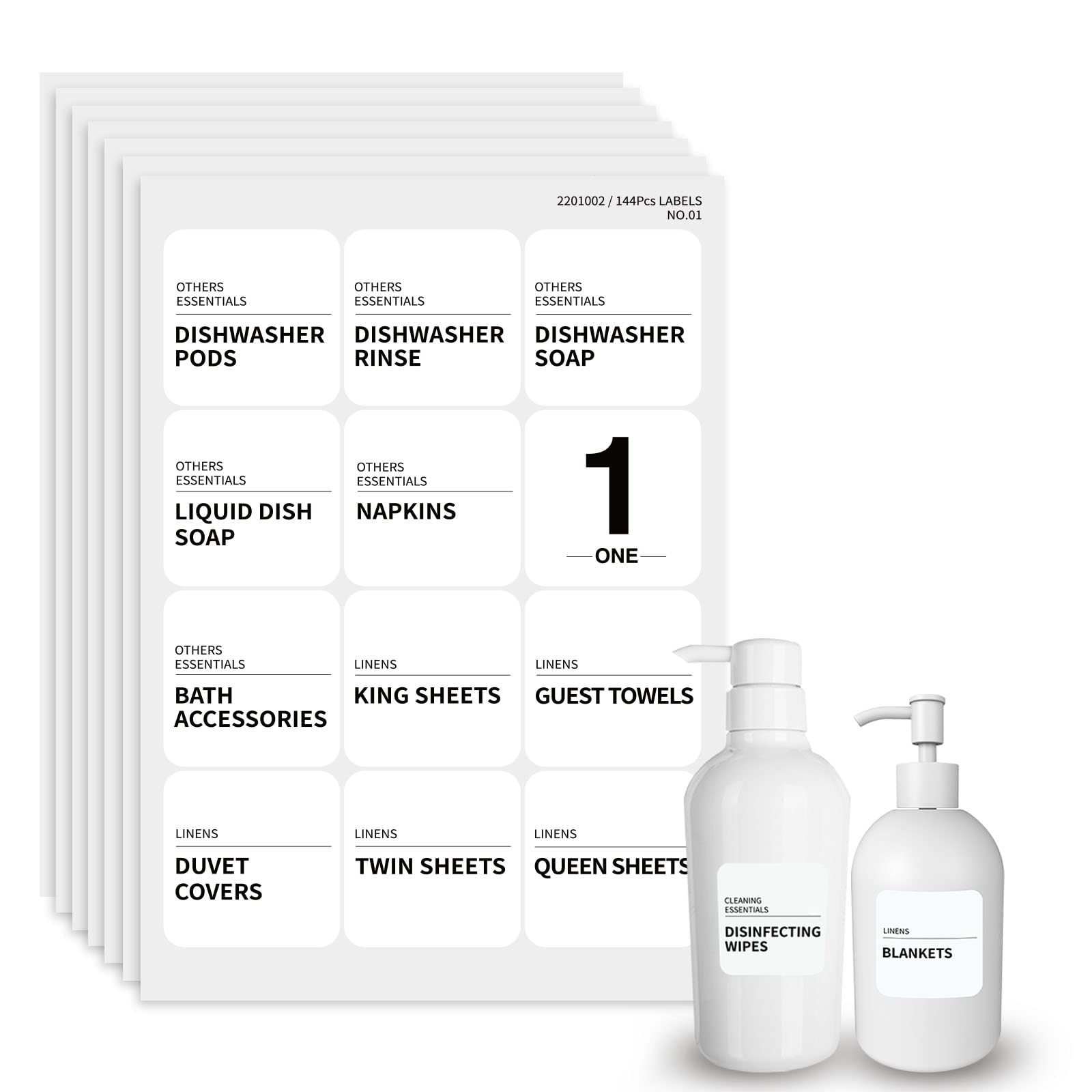 Buy 144Pcs Minimalist Water-Resistant Laundry Room Labels Set, CIN&GO ...