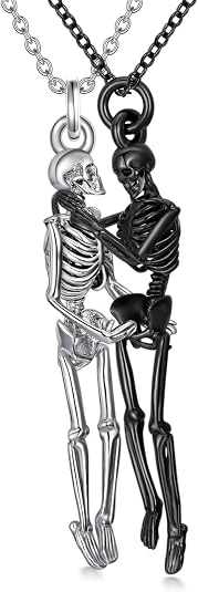 Amazon.com: SLIACETE Skeleton Hug Couples Necklace for Women or Men ...