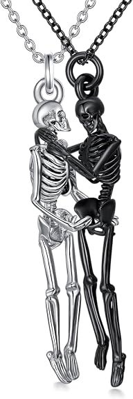 Amazon.com: SLIACETE Skeleton Hug Couples Necklace for Women or Men ...