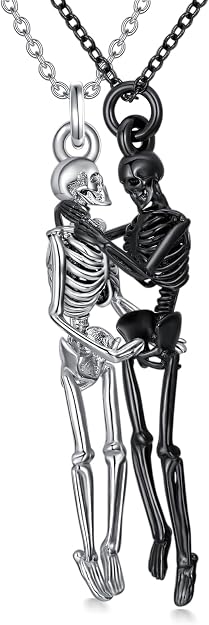 Amazon.com: SLIACETE Skeleton Hug Couples Necklace for Women or Men ...