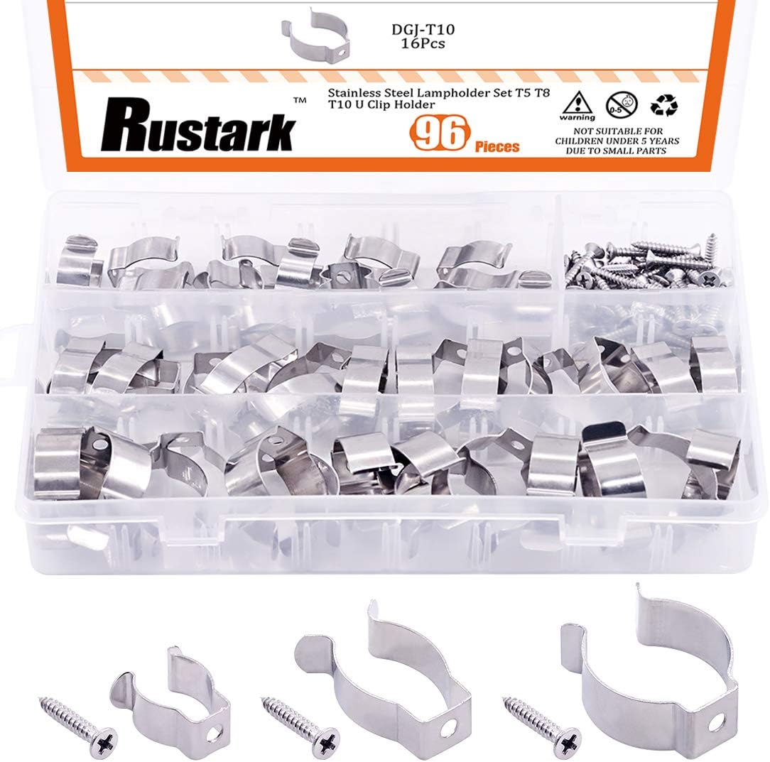Rustark 48 Pcs U Clip Holder Set with T5 T8 T10 Stainless Steel ...