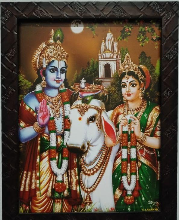 Lord Sri Shri Radha Krishna Radhe Kannan Radhakrishna With Cow Komatha ...