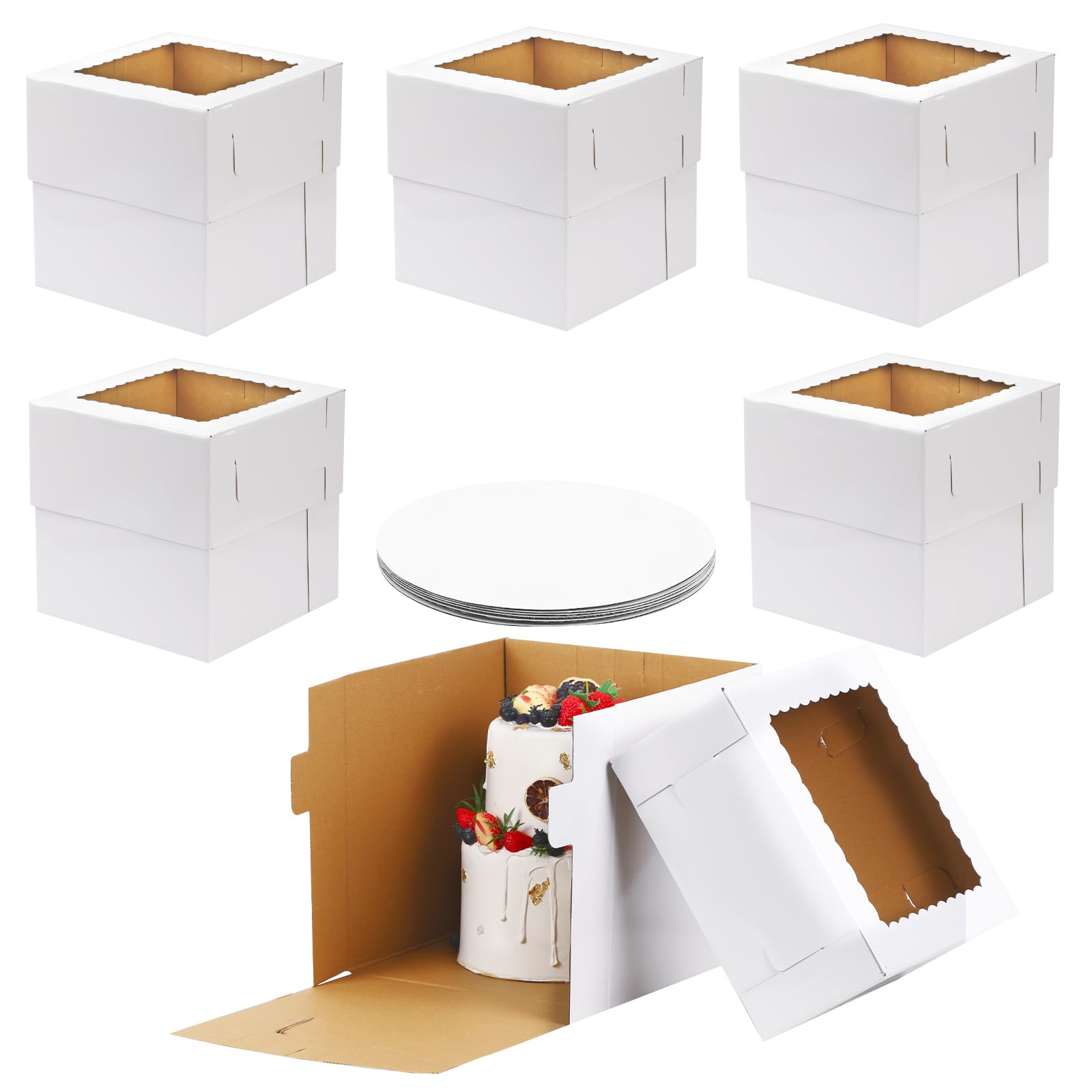 Amazon.com: Moretoes 6 Pack 8x8x8 Inches Tall Cake Boxes 8 Inch with ...
