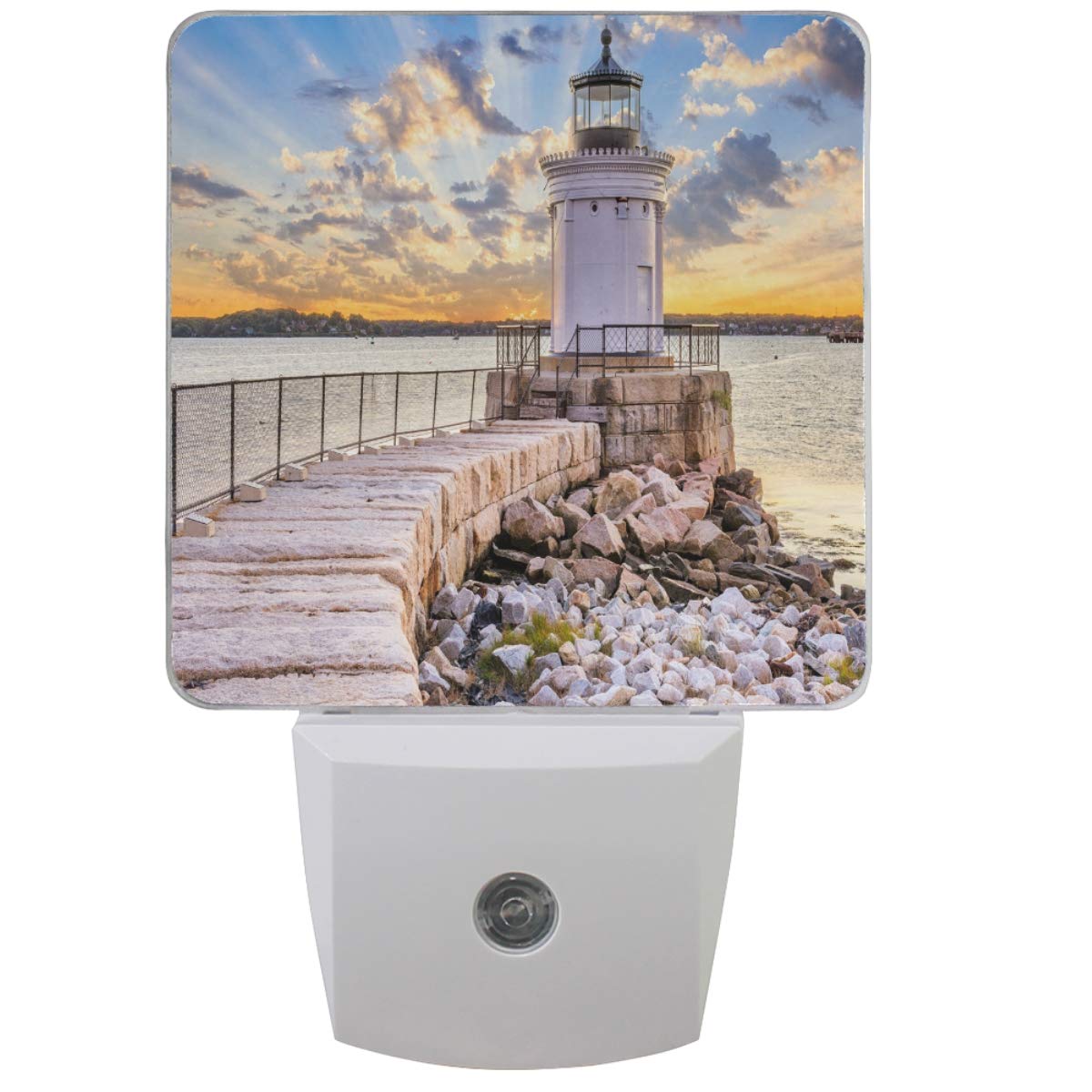 Pfrewn Lighthouse Navy Sea Night Light Plug in Set of 2 Ocean Beach ...