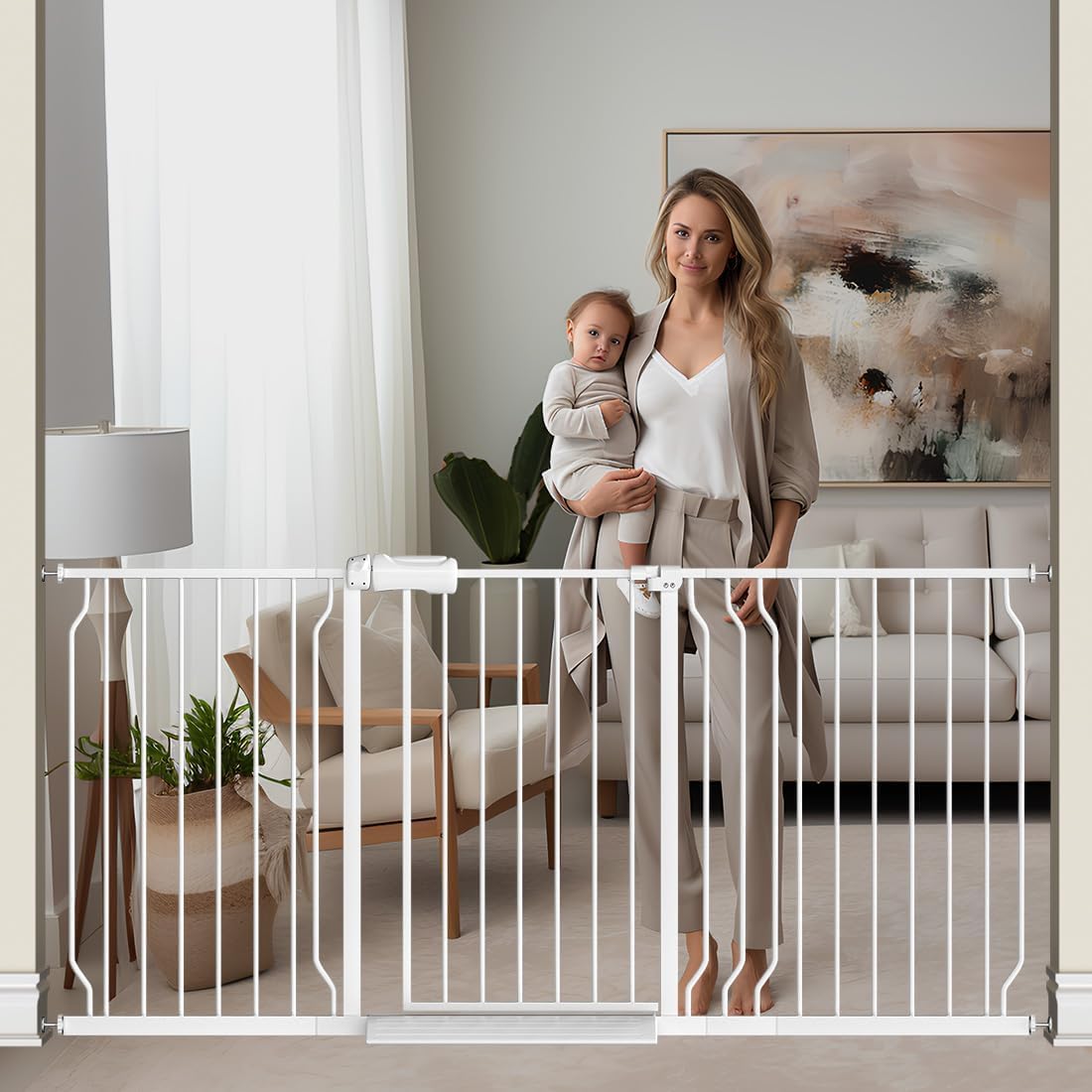 Amazon.com: TSAYAWA Walk Through Baby Gate with Door,67-71.5 Inch Wide ...