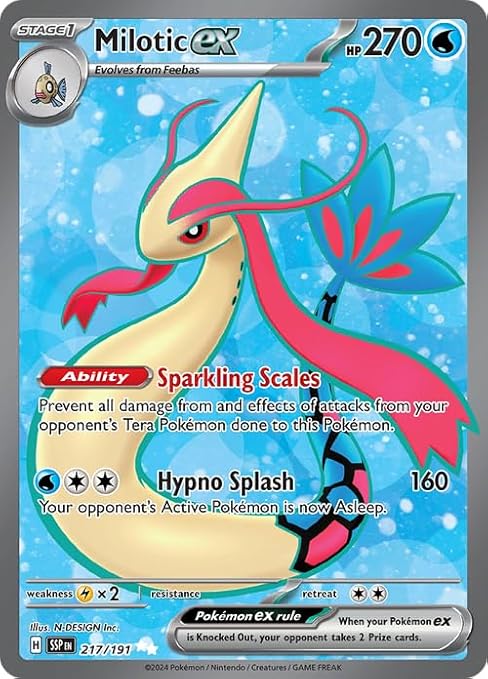 Amazon.com: Pokemon - Milotic ex 217/191 - Surging Sparks – Full Art Ultra Rare – Foil Card ...