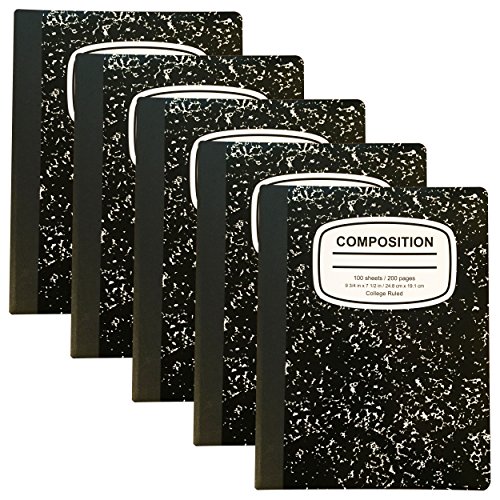 Amazon.com: 100 Sheet College Ruled Black Marble Composition Notebook ...