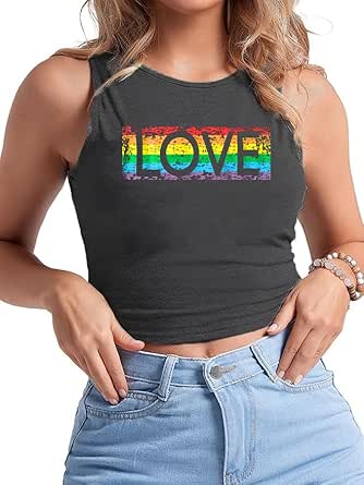Women Pride Shirts LGBT Gay Pride Sleeveless Tee Love Wins Rainbow Tank ...