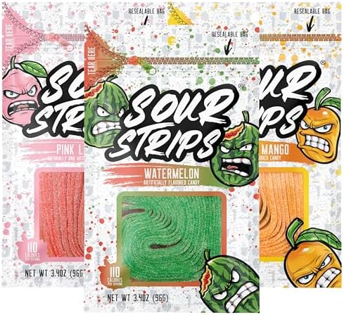 Amazon.com : Sour Slaps 3-Pack Flavored Sour Candy Belts - Deliciously ...
