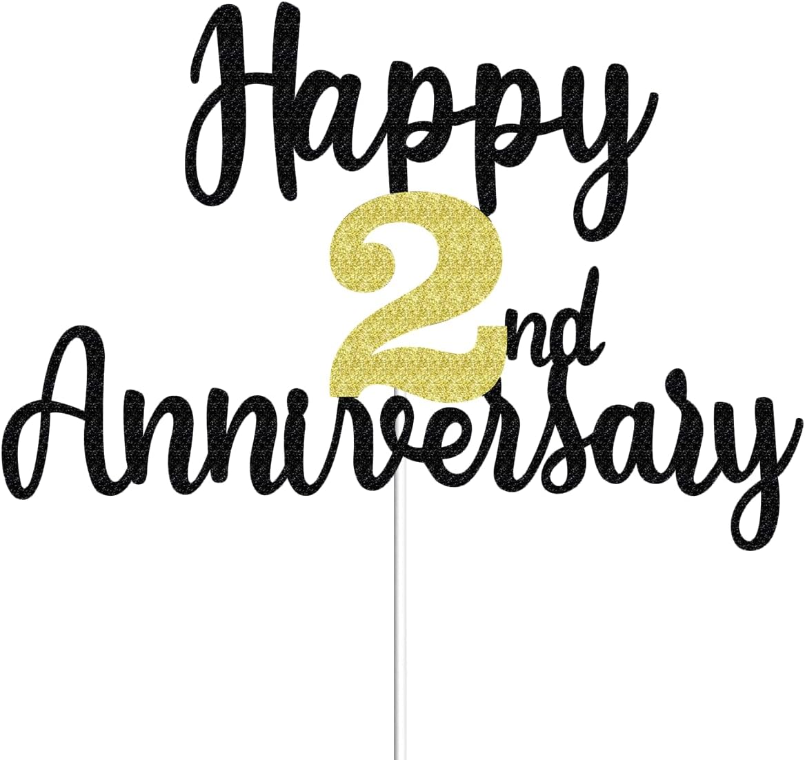 Amazon.com: Happy 2nd Anniversary Cake Toppers Glitter, Cheers To 2 ...