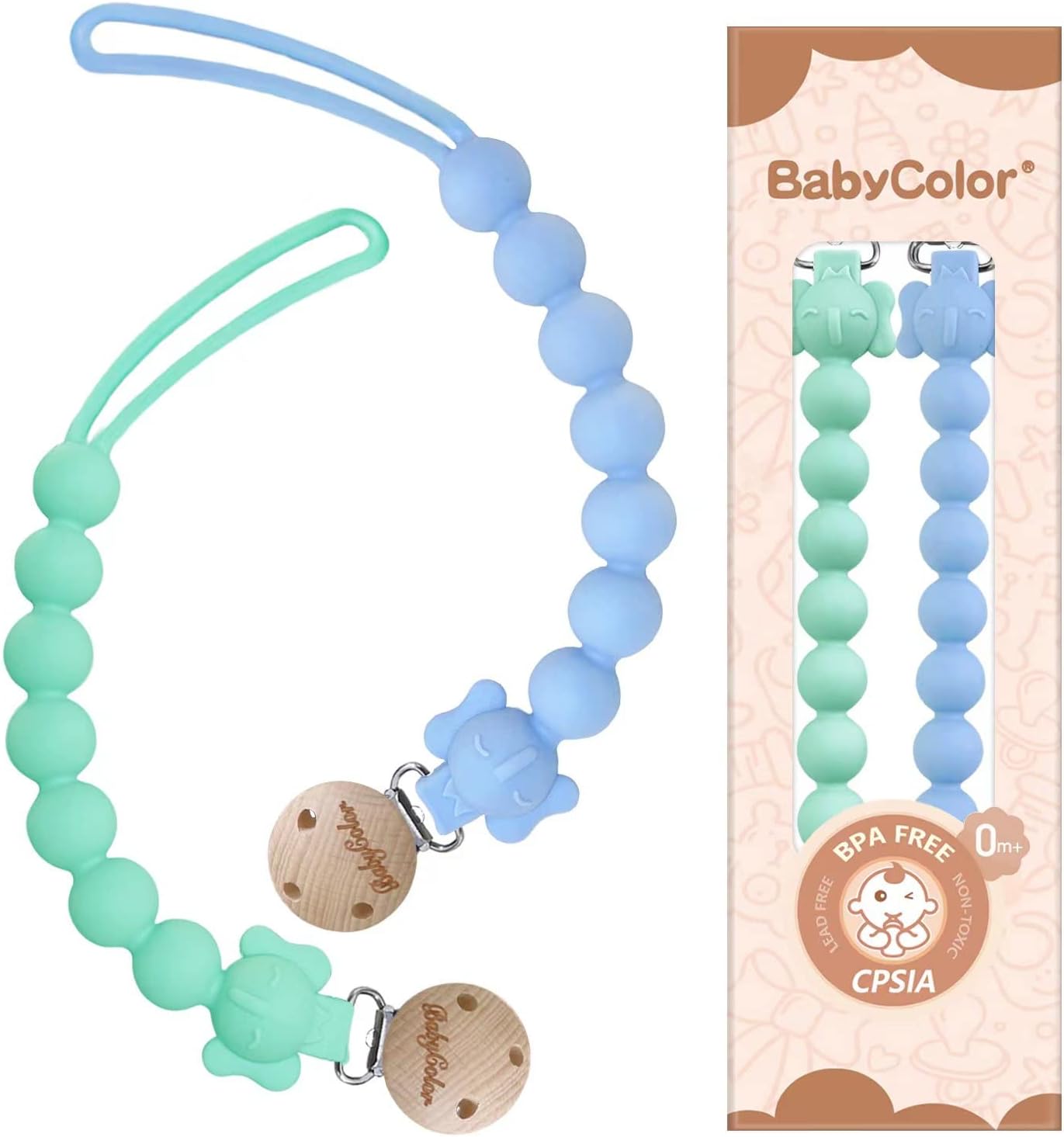 Amazon.com : Silicone Pacifier Clip, One Piece Pacifier Clip Holder for ...