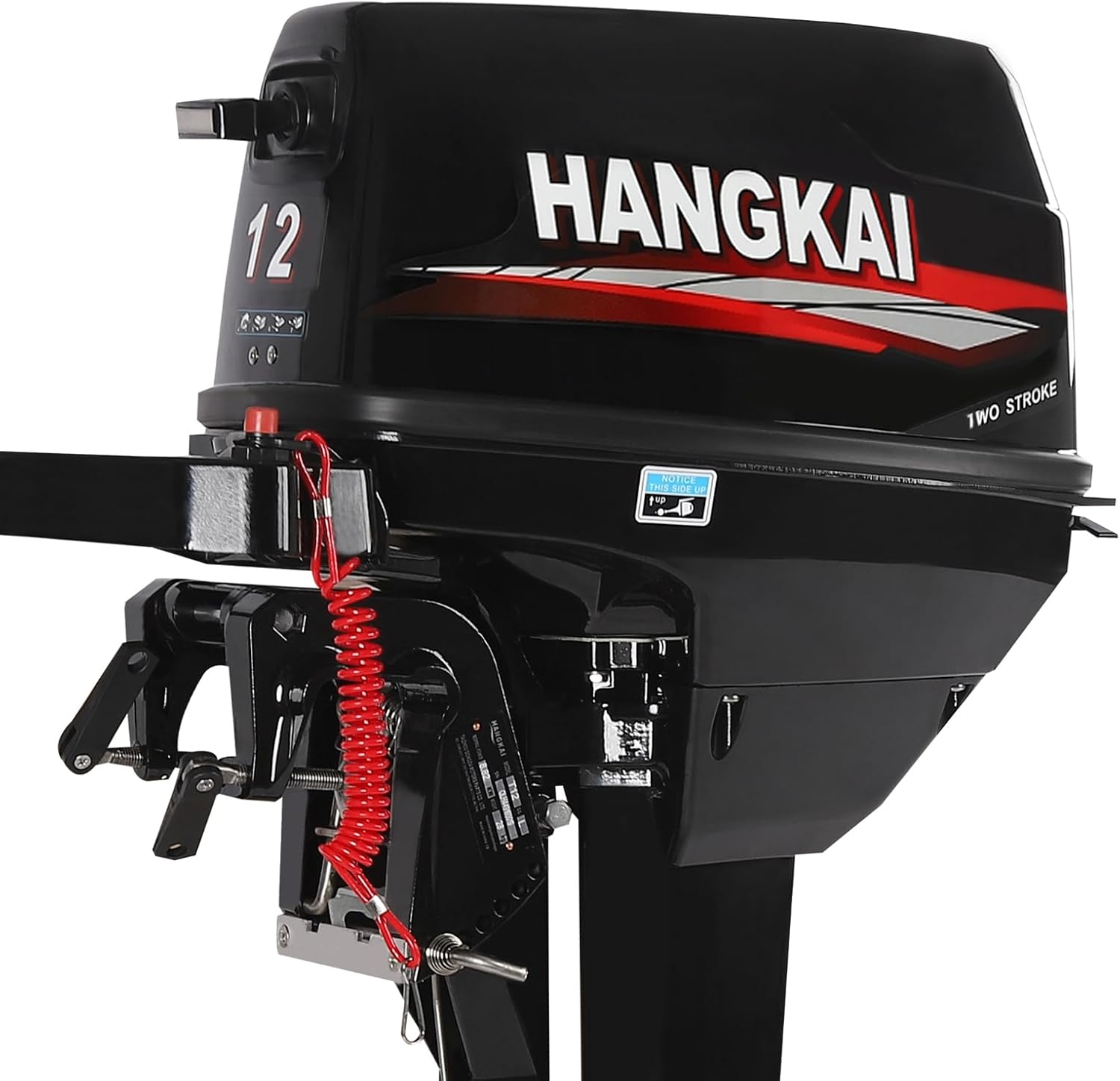 Outboard Motor, 2 Stroke 12 HP Heavy Duty Fishing Boat Engine with CDI Ignition & Water Cooling ...