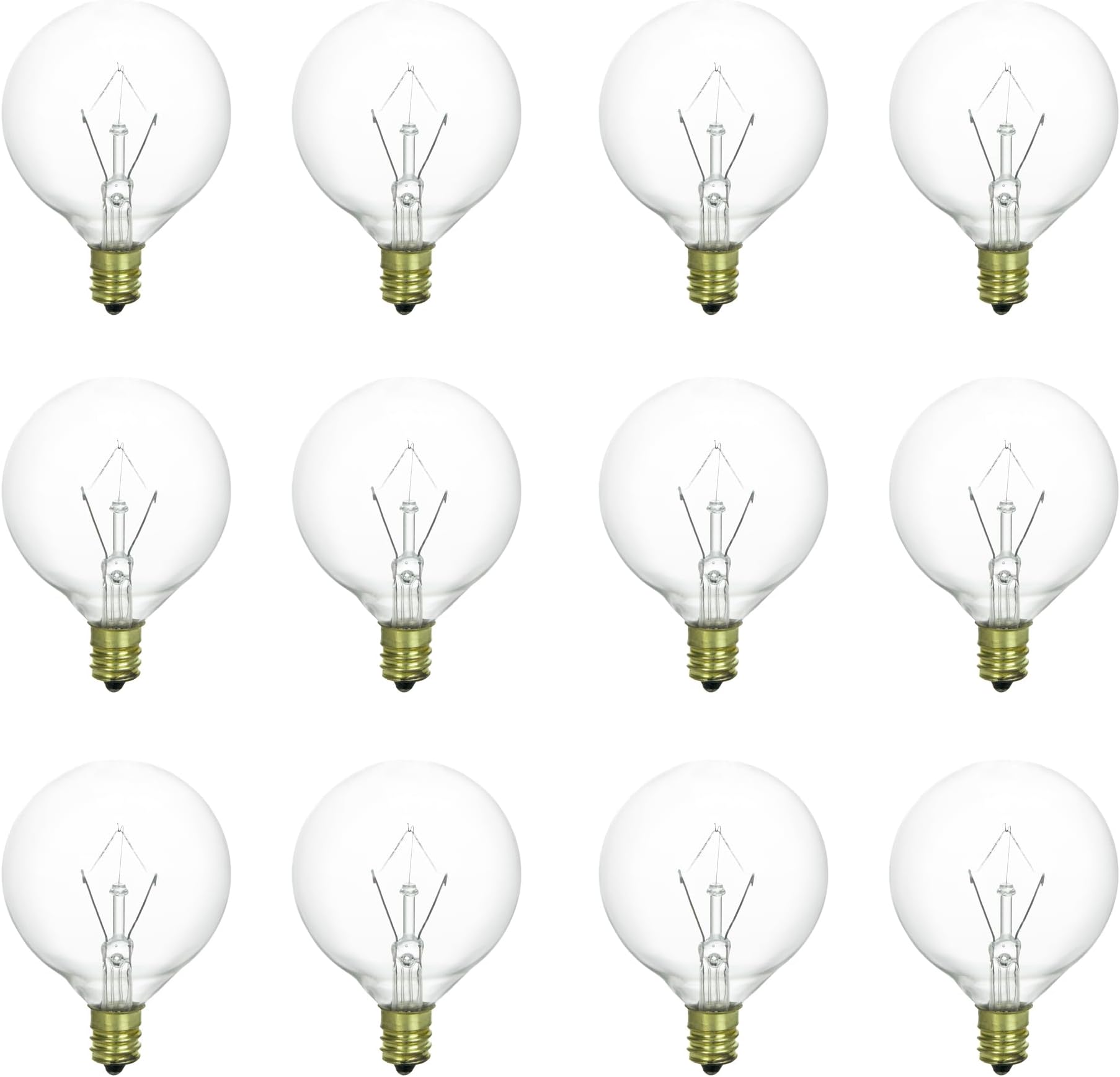 Sunlite 40135 G16 Globe Incandescent Light Bulbs, 25 Watts, Medium Base ...