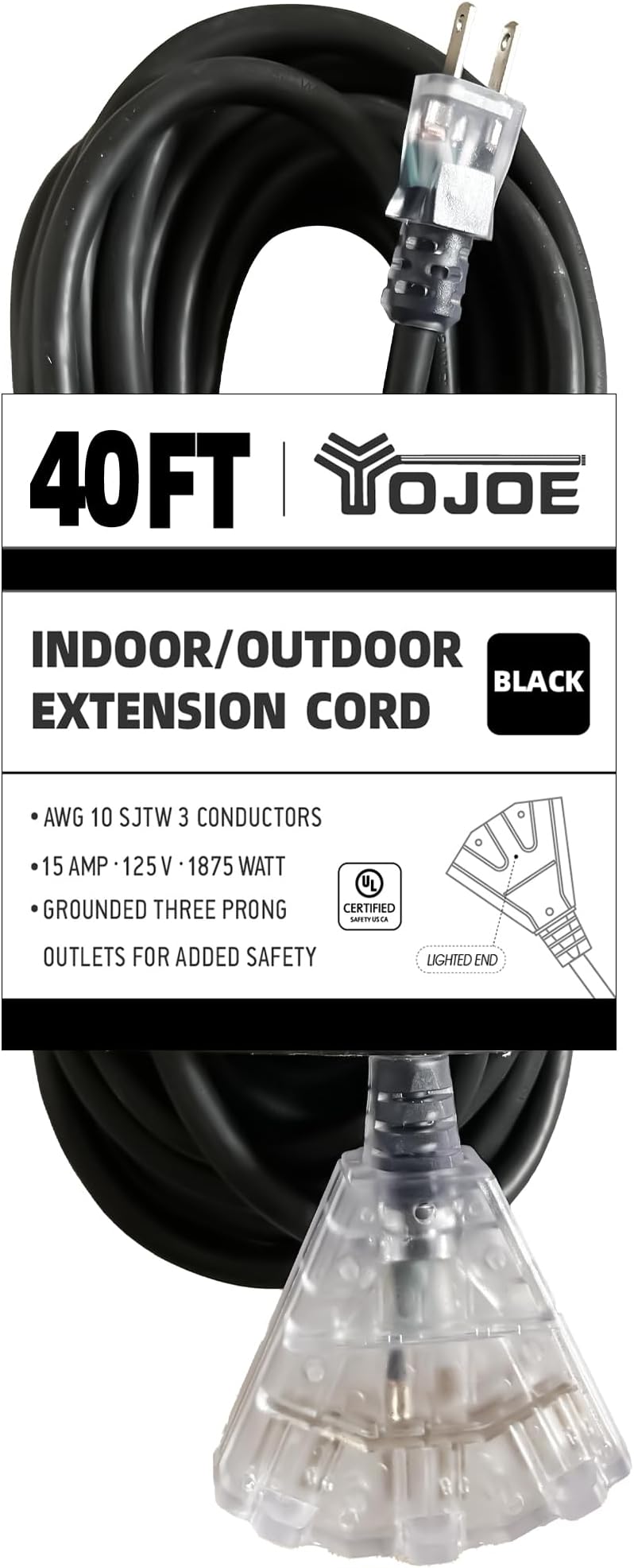 Amazon.com: YOJOE 40 Foot 10/3 Lighted Outdoor Extension Cord with 3 ...
