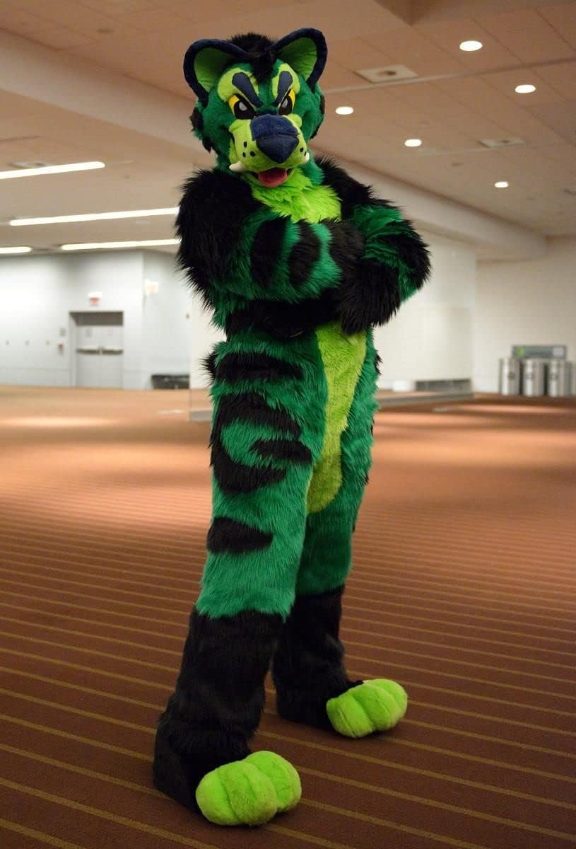 Amazon.com: Green Tiger Cute Husky Cat Fursuit Fullsuit Teen Costumes ...